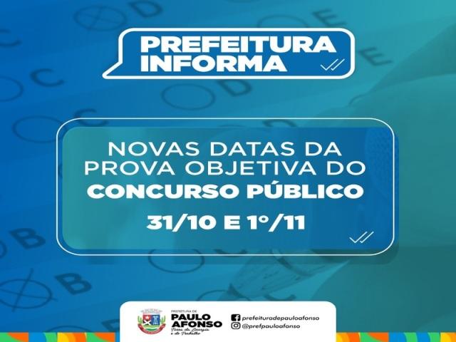 Provas objetivas do concurso público são adiadas para os dias 31 de ...
