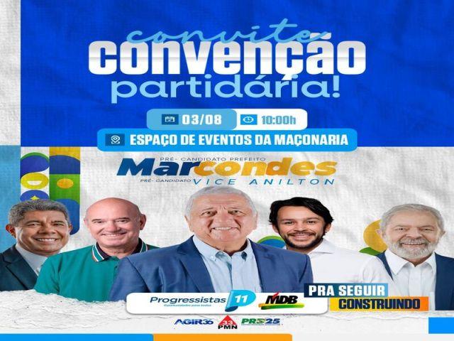 Convenção que homologa nomes de Marcondes e Anilton acontece neste ...